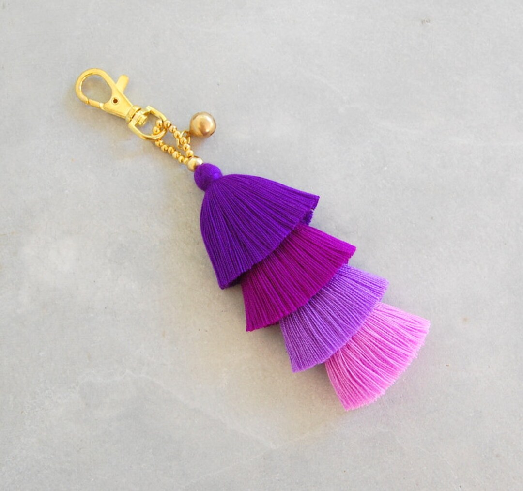 Handmade Ombre Purple Tassel Keychain & Zipper Charm - Etsy