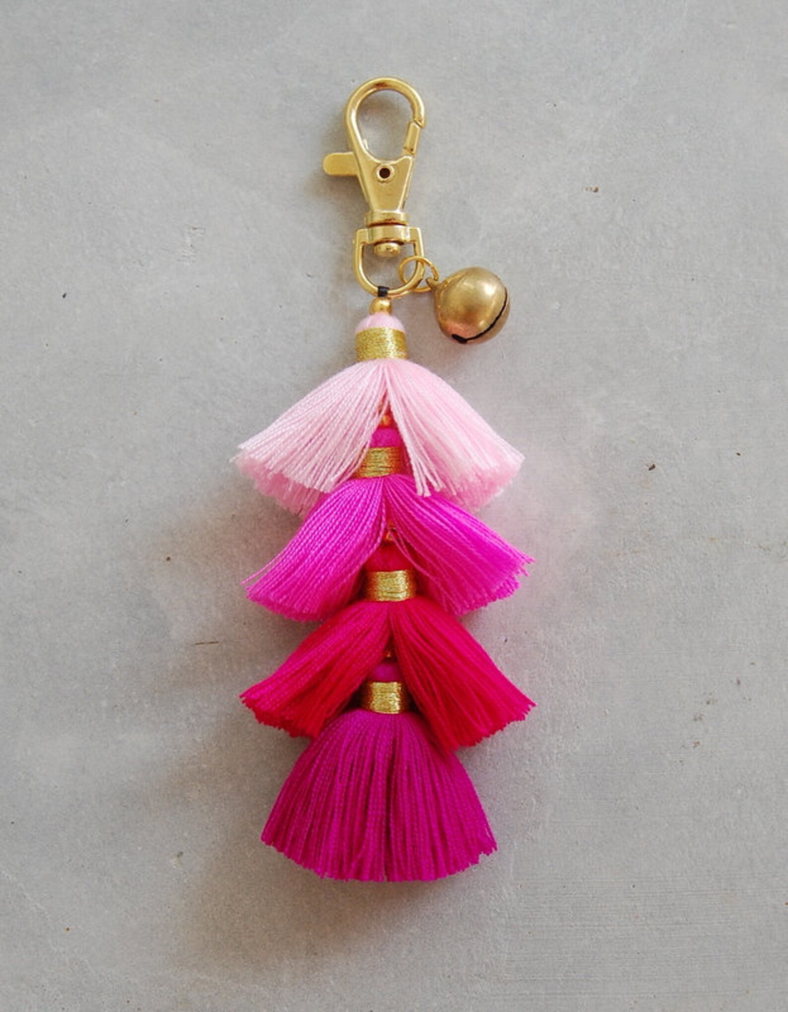 Small Ombre Pink Tassel Key Chain & Zipper Pull Beach Bag - Etsy