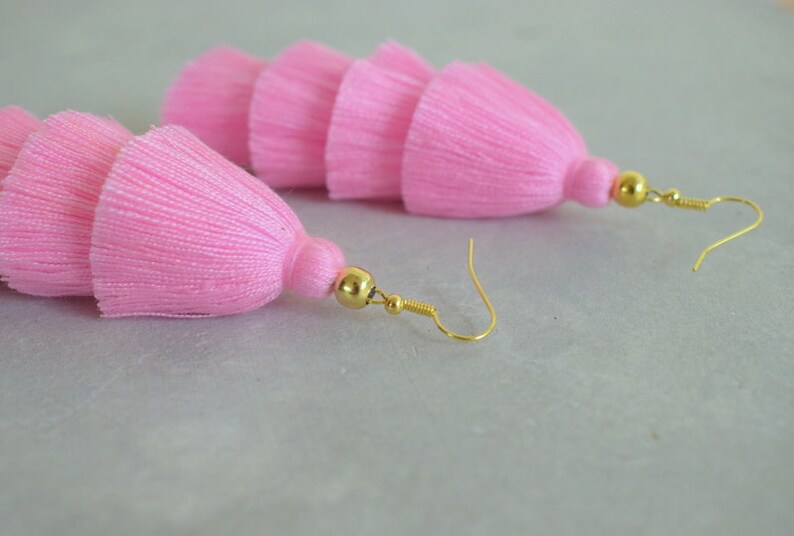 Handmade Light Pink Tassel Earrings | Etsy