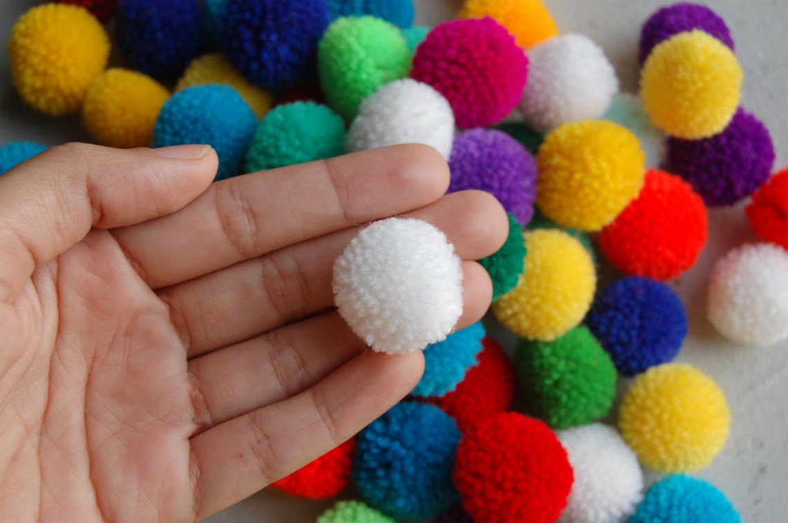 50 PCS X Medium Pom Poms Handmade DIY Craft Supplies in Mixed Colors - Etsy