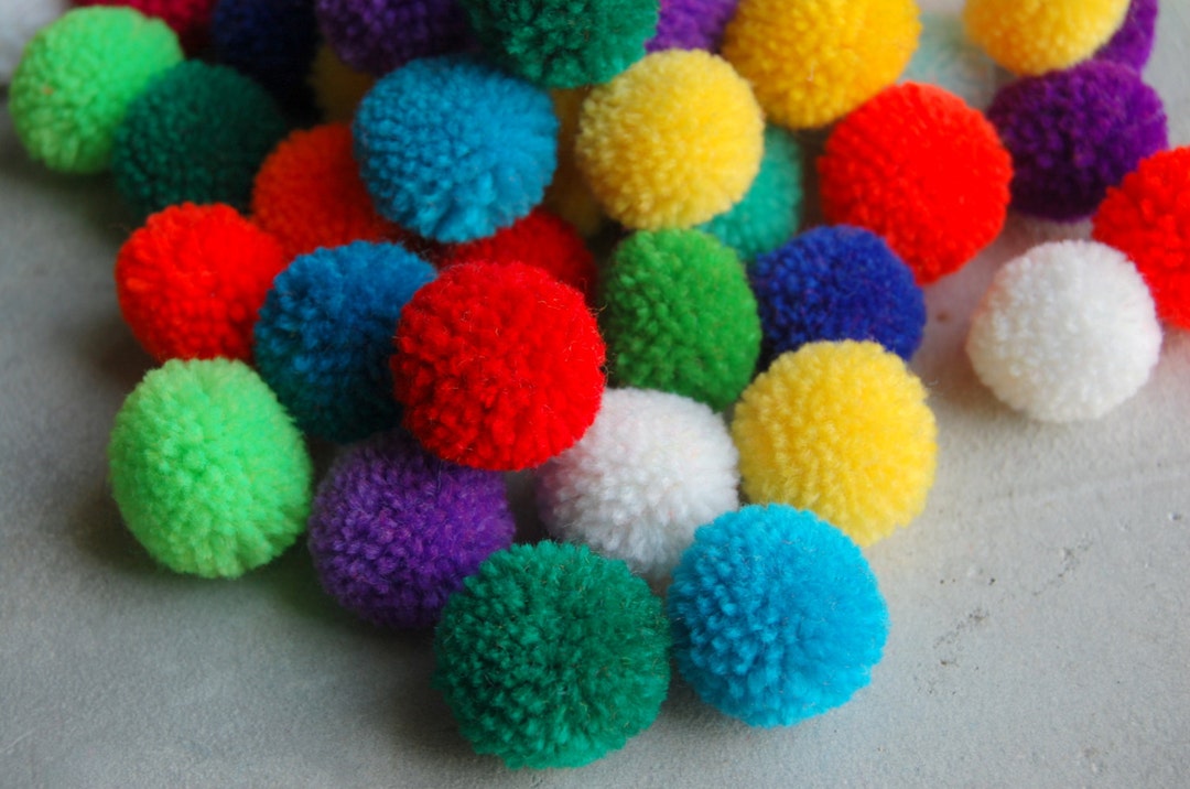 50 PCS X Medium Pom Poms Handmade DIY Craft Supplies in Mixed Colors - Etsy