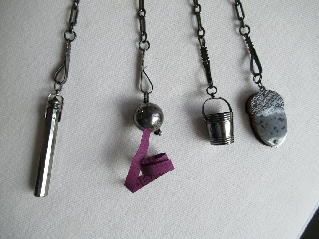 EARLY 1800s CHATELAINE With Original Attachments. Needlecase. Tape ...