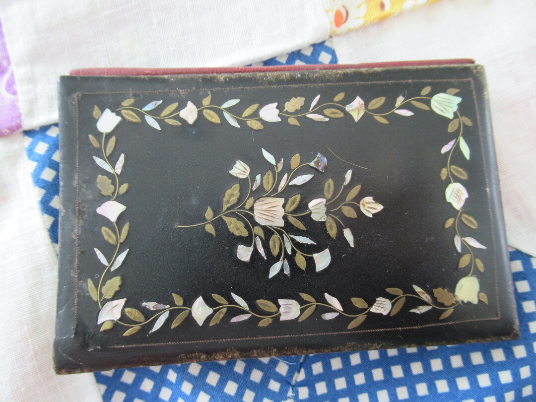 Ca 1850 Calling Card Case With Pencil. Inlaid Papier Mache - Etsy