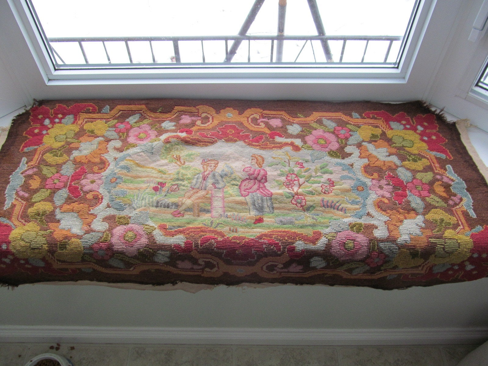 FRENCH PETIT POINT and Gros Point Tapestry Seat or Bench - Etsy