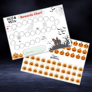 Printable Helloween Reward Chart + Stickert Set, Sticker Chart, Instant ...
