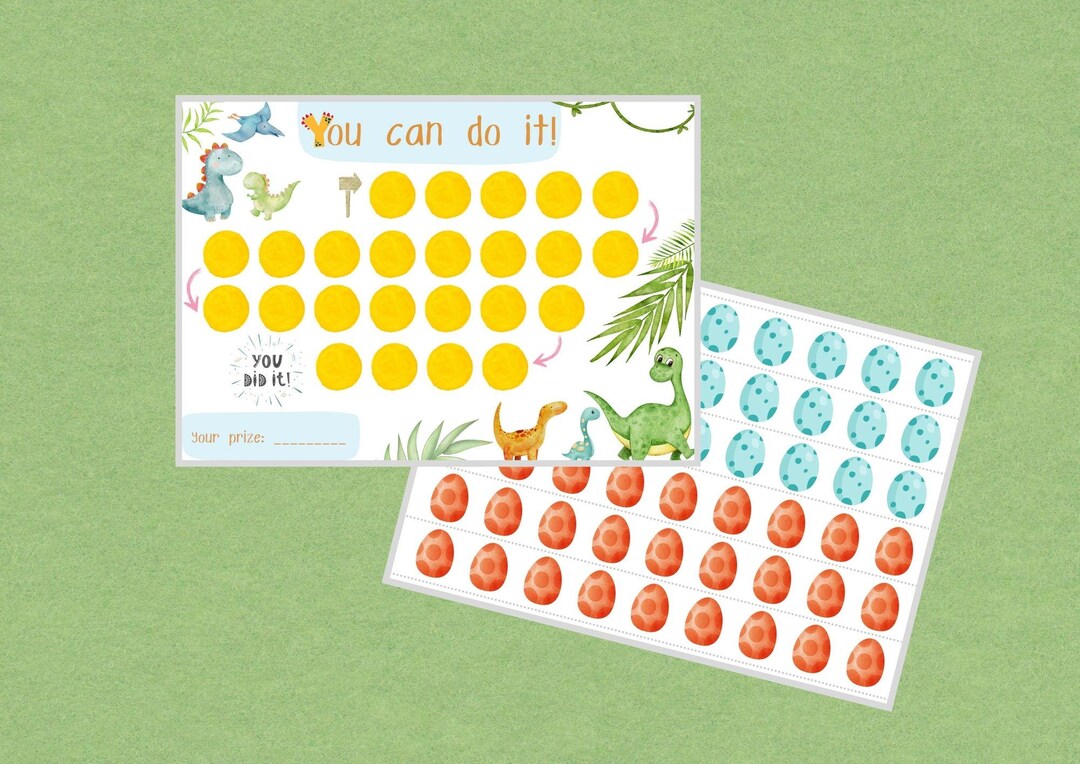 Printable Dino Reward Chart + Stickert Set, Sticker Chart, Instant ...