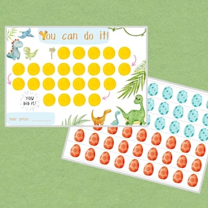 Printable Dino Reward Chart + Stickert Set, Sticker Chart, Instant ...