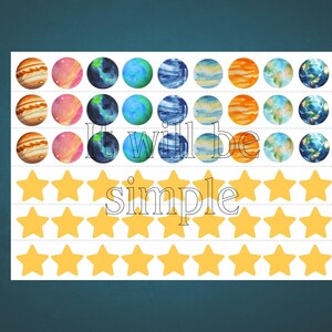 Printable Space Reward Chart + Stickert Set, Sticker Chart, Instant ...