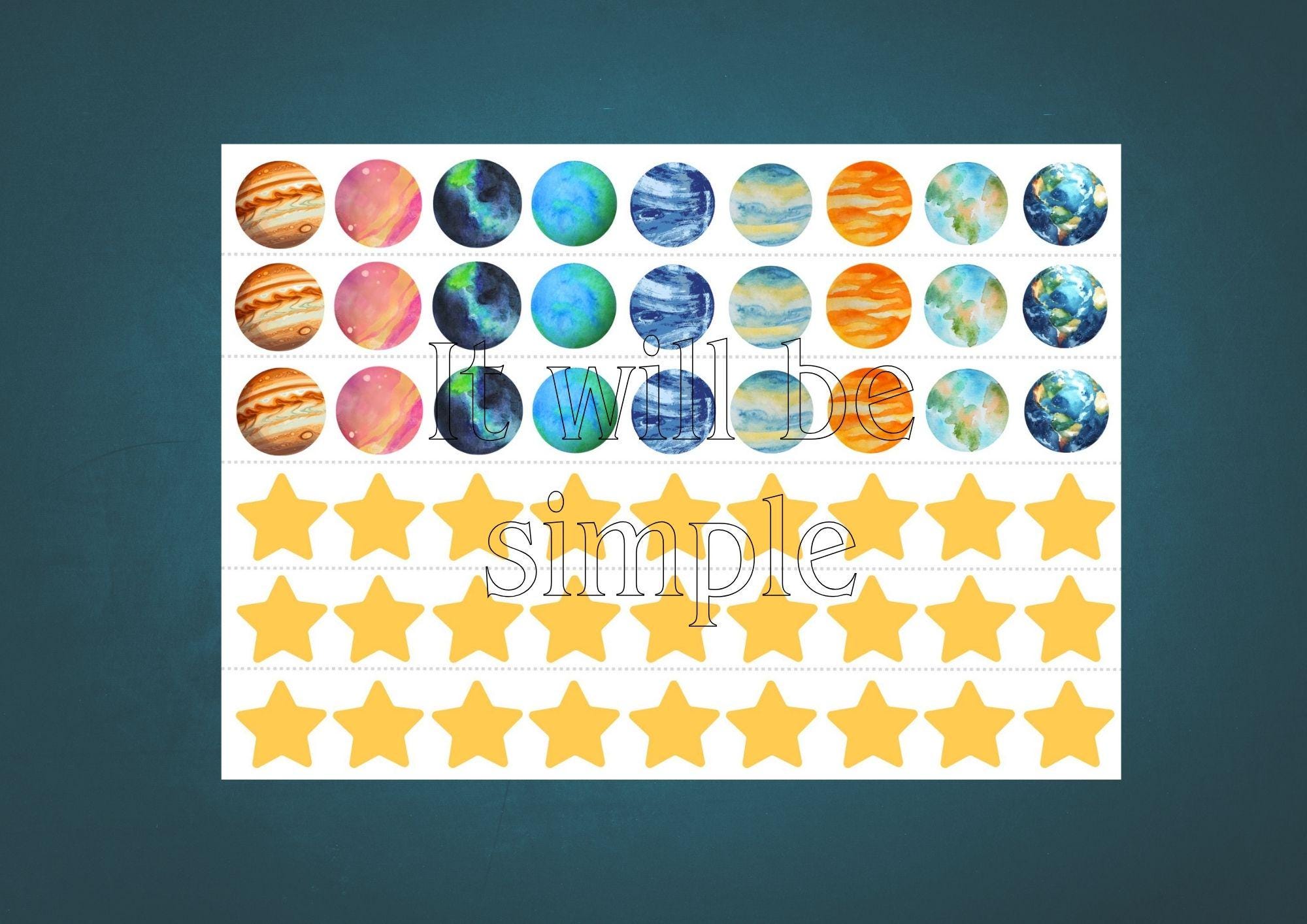 Printable Space Reward Chart + Stickert Set, Sticker Chart, Instant ...