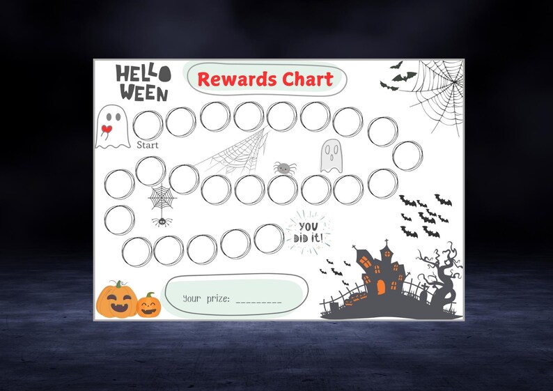 Printable Helloween Reward Chart + Stickert Set, Sticker Chart, Instant ...