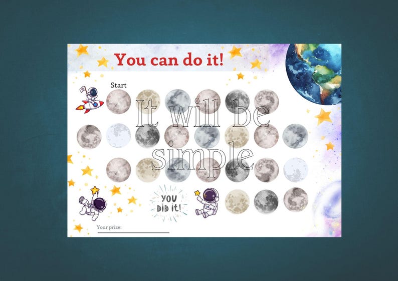 Printable Space Reward Chart + Stickert Set, Sticker Chart, Instant ...
