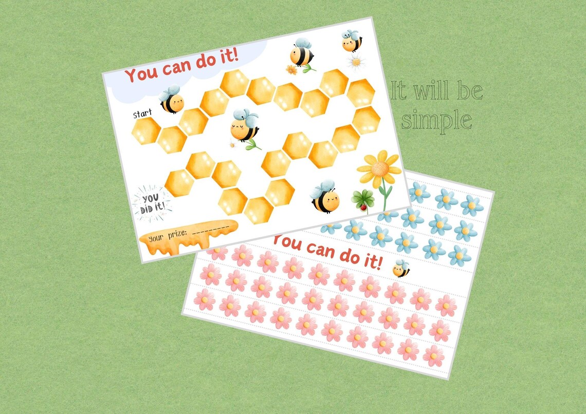Printable Bees Reward Chart + Stickert Set, Sticker Chart, Instant ...