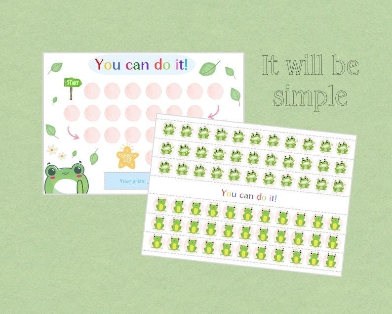 Printable "green Frog" Reward Chart + Stickert Set, Sticker Chart ...