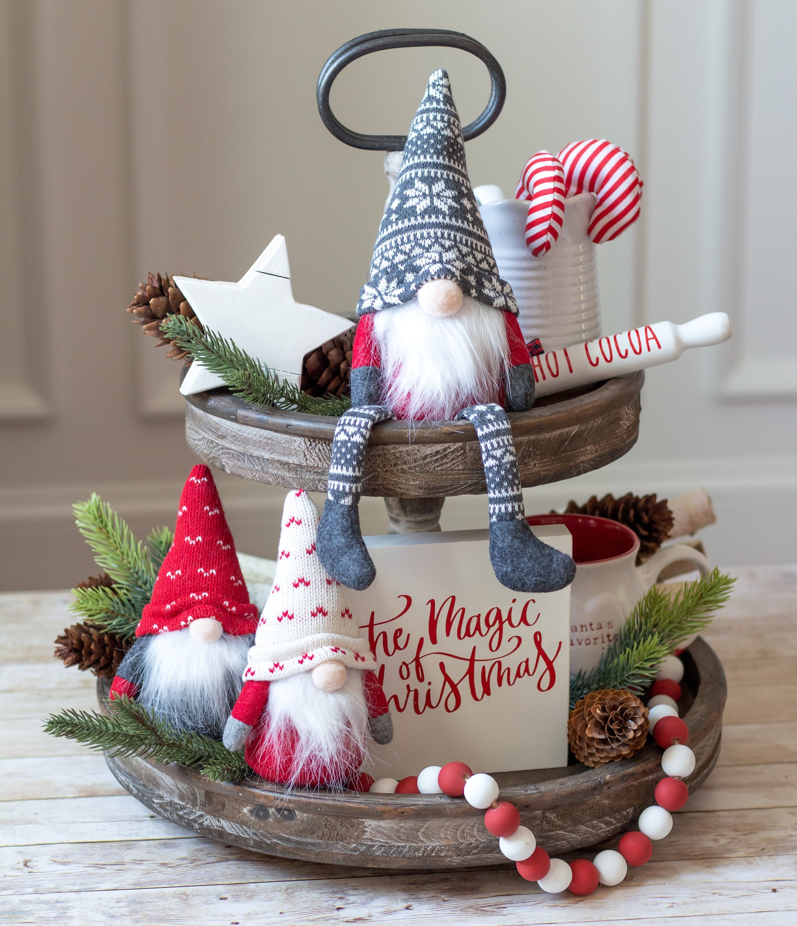 2021 Triplets of gnomes - small gray & white gnomes - stocking stuffer ...