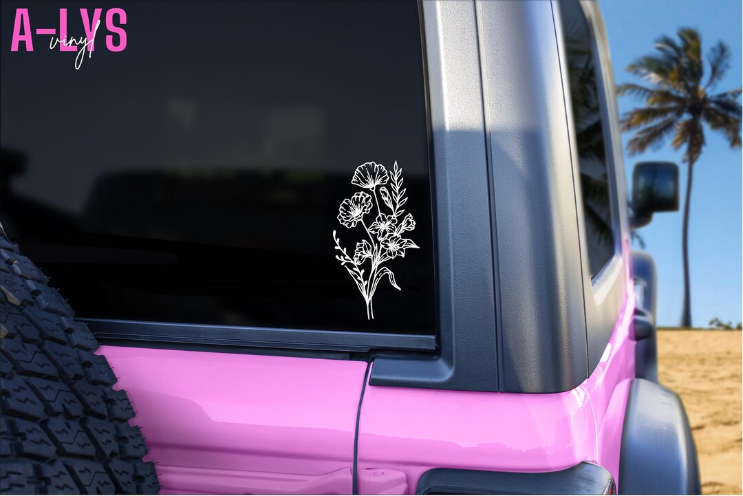 Floral Birth Month Flower Bouquet August Vinyl Sticker Decal Car Truck ...