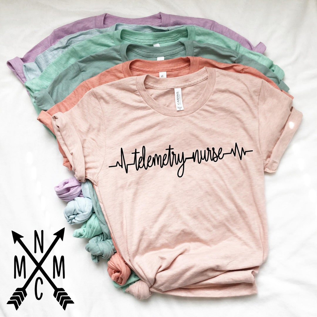 Telemetry Nurse Shirt Nurse Lifeline Heartbeat CNA RN LPN Mens Shirt ...