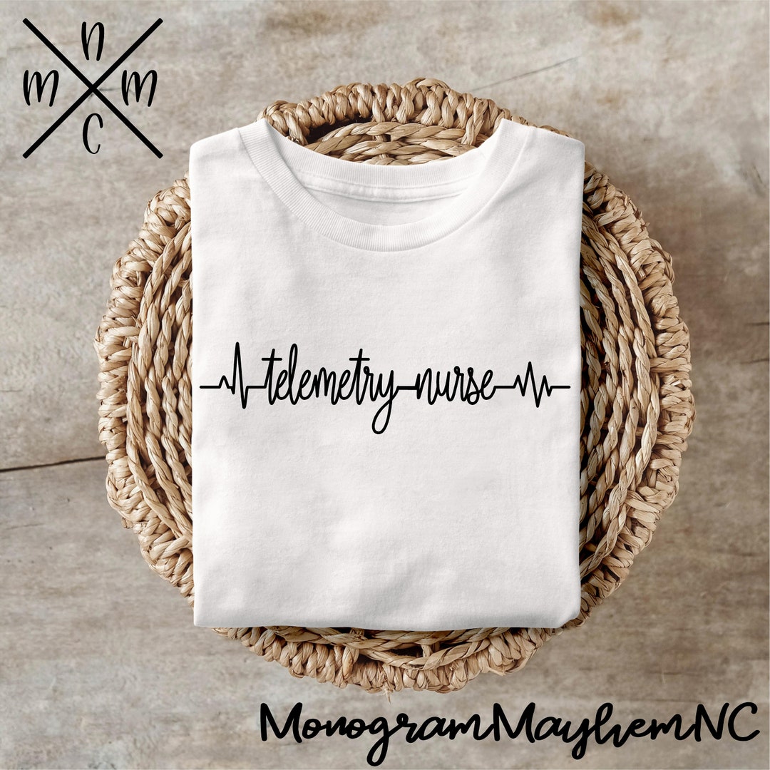 Telemetry Nurse Heart Cardiac Womens Shirt Nurse Lifeline Heartbeat CNA ...