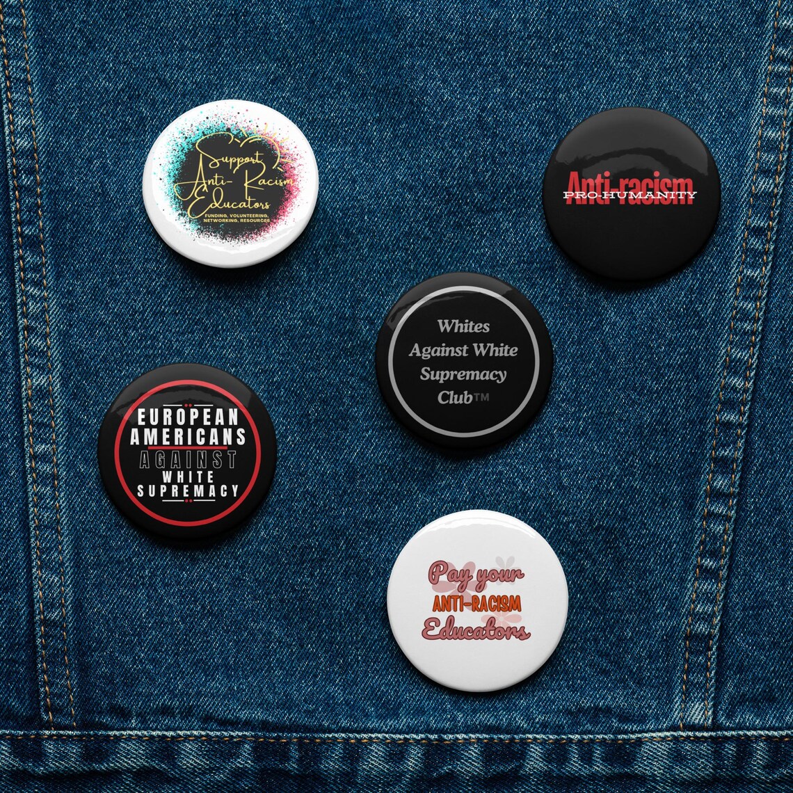 Anti-racism Pins Set of Pin Buttons - Etsy