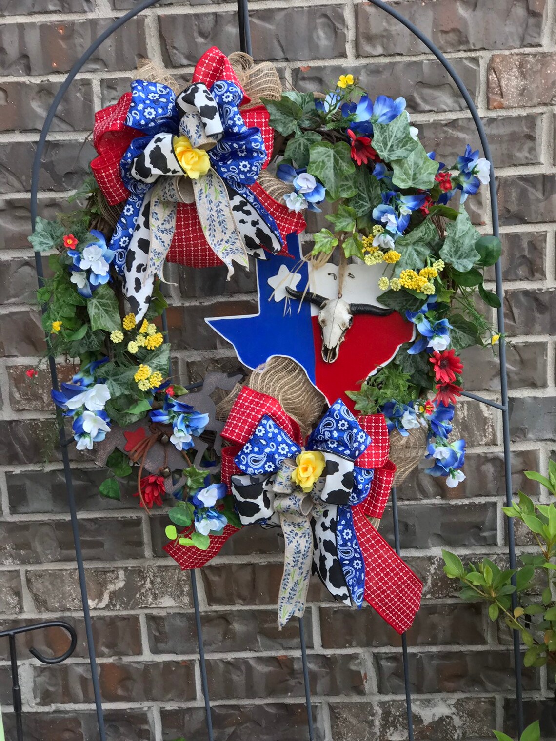 Texas Spring Wreath, Blue Bonnet Wreath, Tx Themed Wreath, Grapevine ...