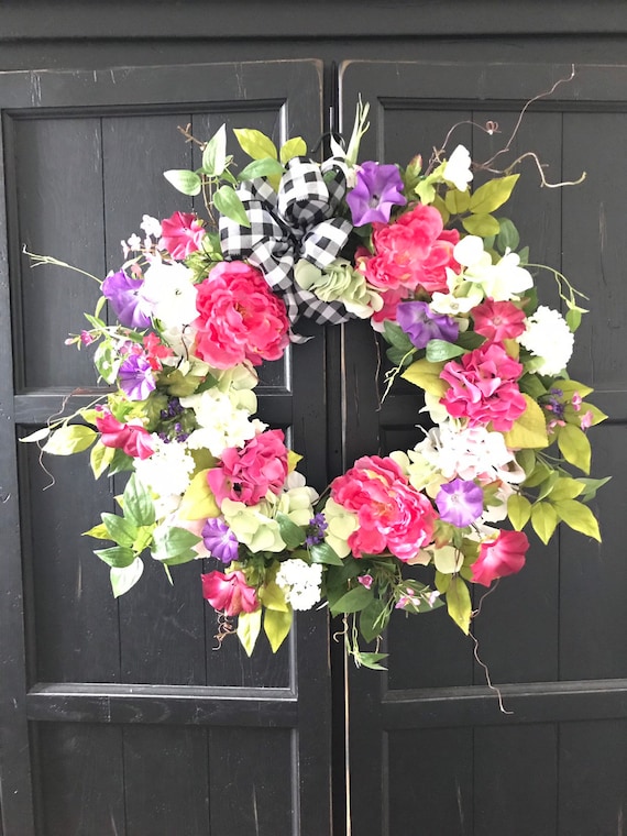 Pink Peony Spring Wreath Summer Wreath Vibrant Spring - Etsy