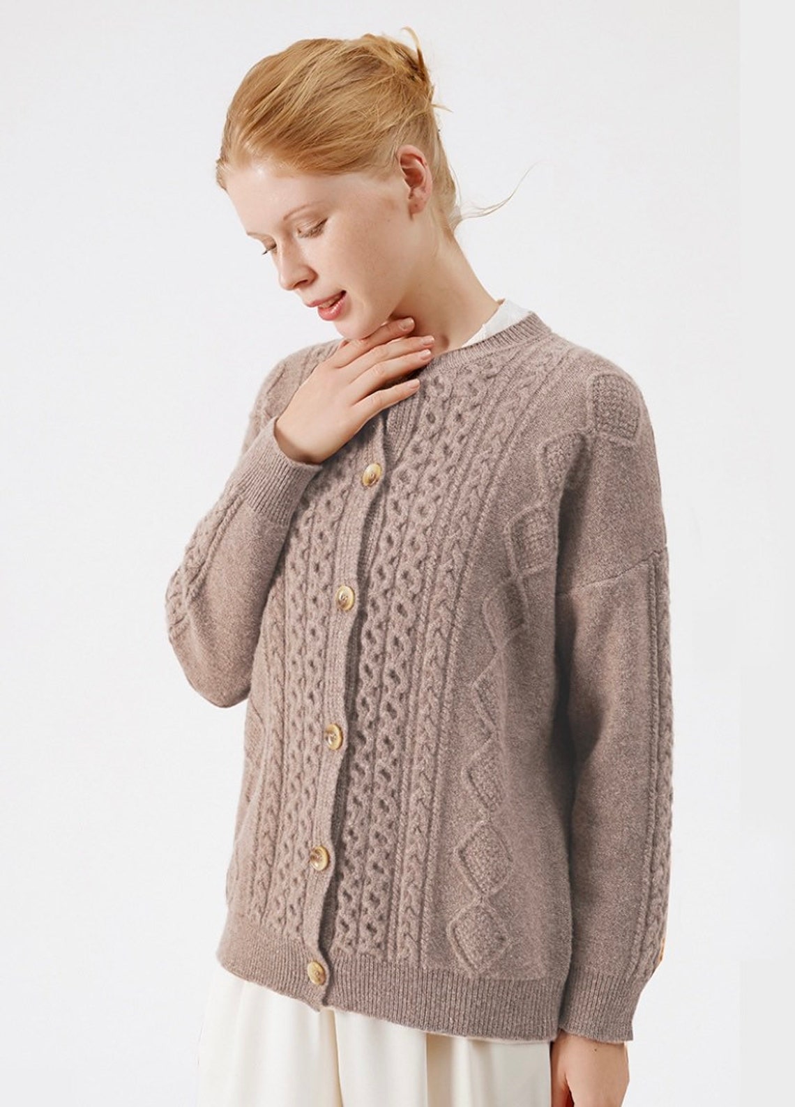 100% Merino Thick Wool Womens Cable Knit Cardigan Sweaters | Etsy