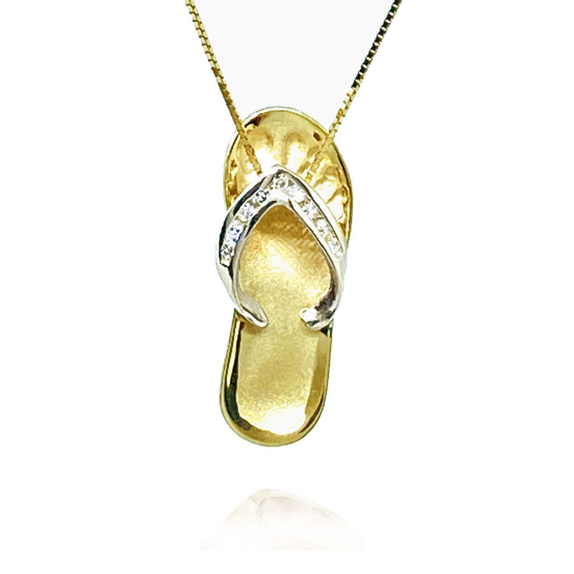 14KT Gold Hawaiian Slipper Pendant With Diamond Straps (optional 14KT ...