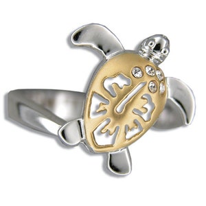 Sterling Silver Hawaiian Two Tone Hibiscus Honu Ring (R536) - Etsy