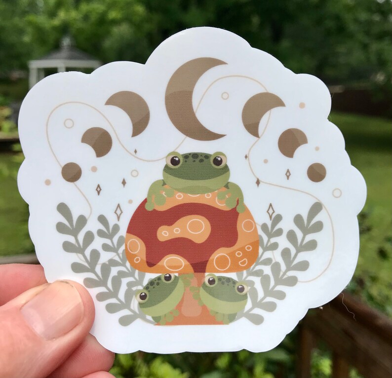 Frogs & Mushroom Moon Phase Premium Waterproof Sticker Decal - Etsy