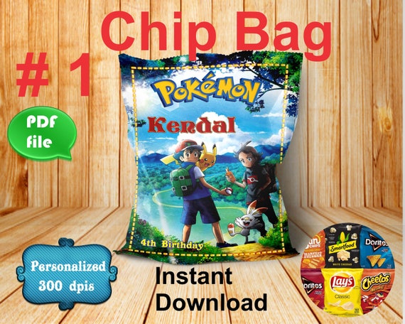 Pokemon chip bag Chip Bag Wrapper Party Favors Chip Bag - Etsy España