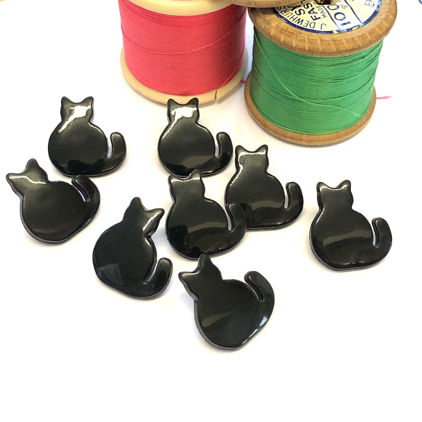 10 18mm Black Cat Buttons With a Rear Loop. Novelty Cat - Etsy UK