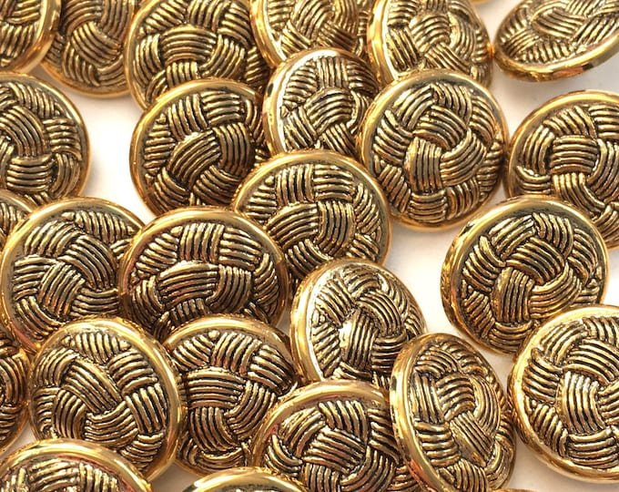 10, Gold Buttons, Basketweave Buttons, Celtic Buttons, 15mm Round ...