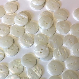 10, Resin Buttons, Cream Buttons, Cream Opalescent Buttons, Craft ...