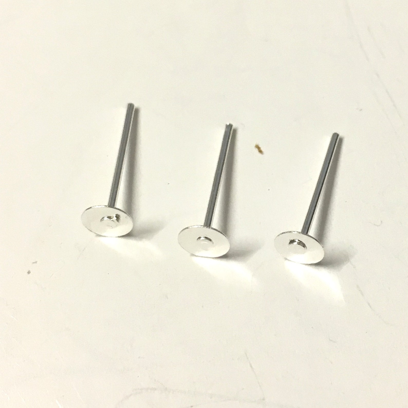 50 silver plated earring posts with 4mm glue pad. silver | Etsy
