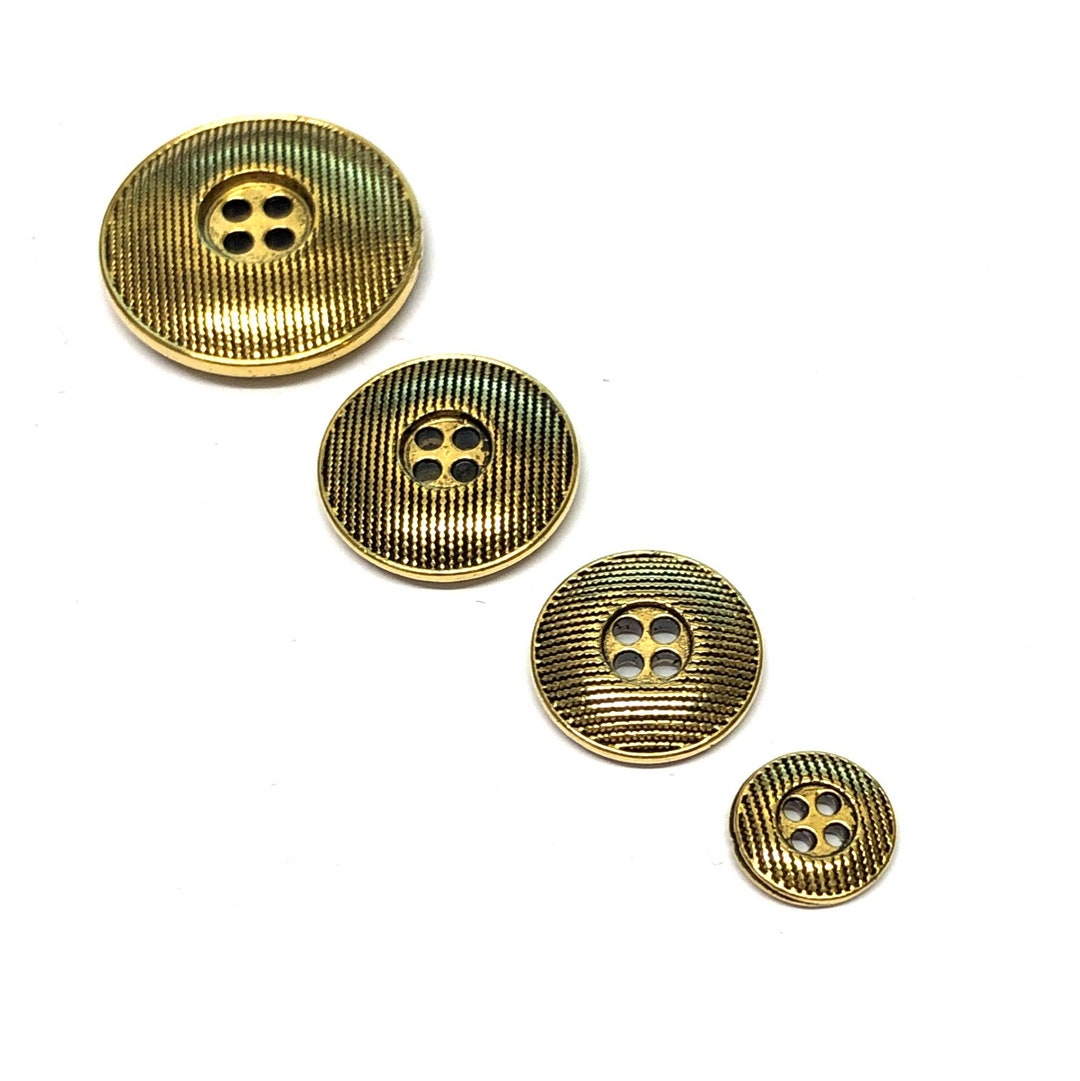 6 Etched Effect Metal Gold Coat Buttons, Heavy Metal Buttons, Gold ...