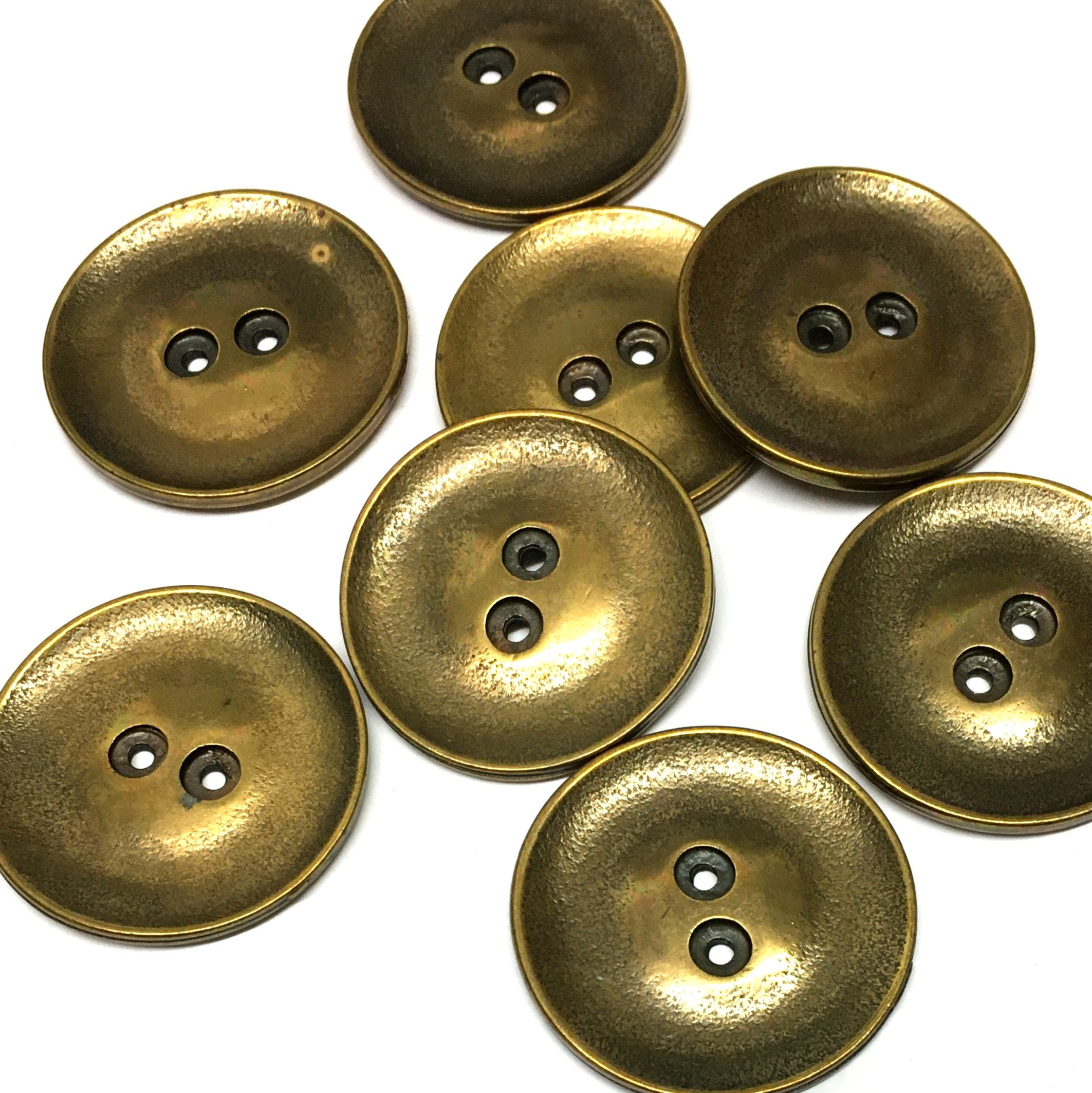 2 32mm Large Round Metal Buttons With Two Holes Bronze Metal - Etsy ...