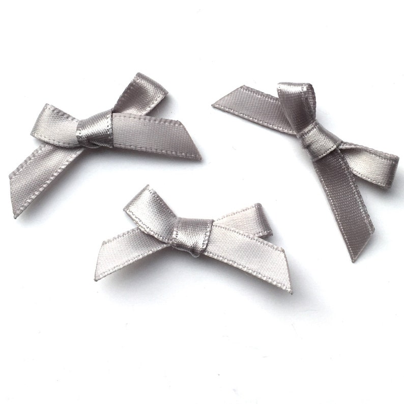 20 Satin Ribbon Bows Silver Ribbon Bows Silver Satin Bows - Etsy