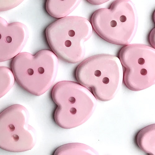 Pink Glitter Heart Buttons - Etsy