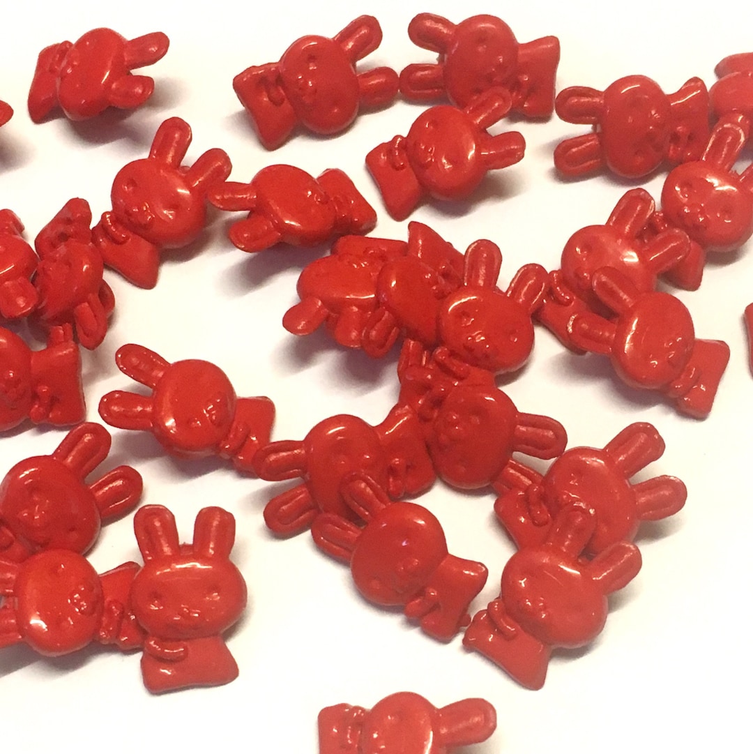 10, Red Bunny Buttons, Rabbit Buttons, Baby Buttons, Easter Buttons ...