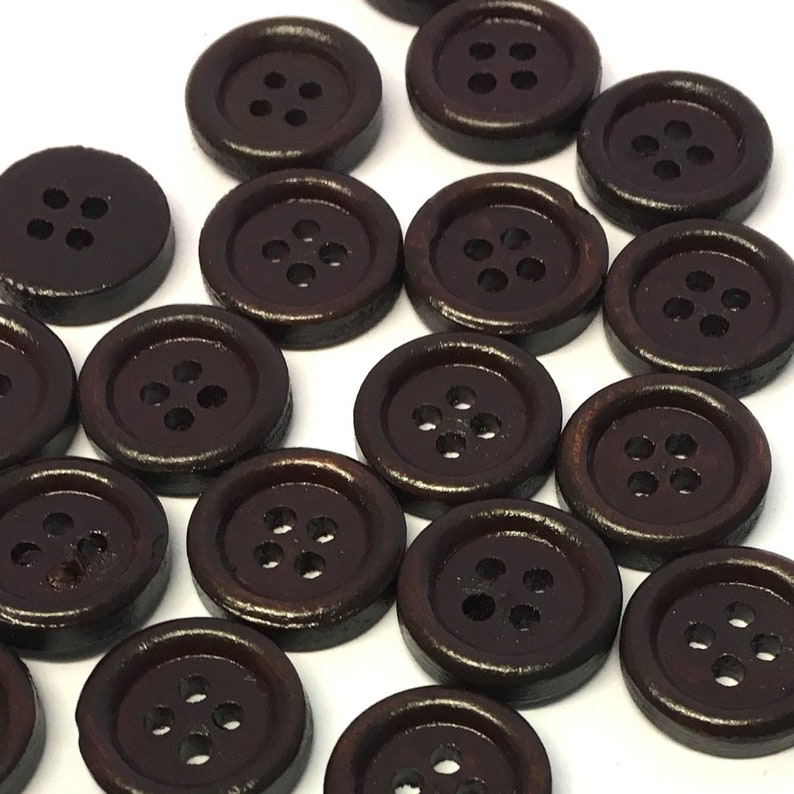 20 botones de madera marrón oscuro, botones de chocolate, botones de ...
