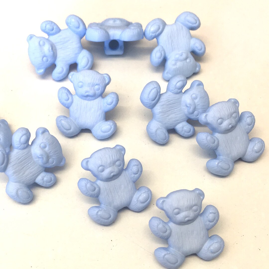 10 Blue Teddy Buttons, Blue Teddy Bear Buttons, Blue Novelty Buttons ...