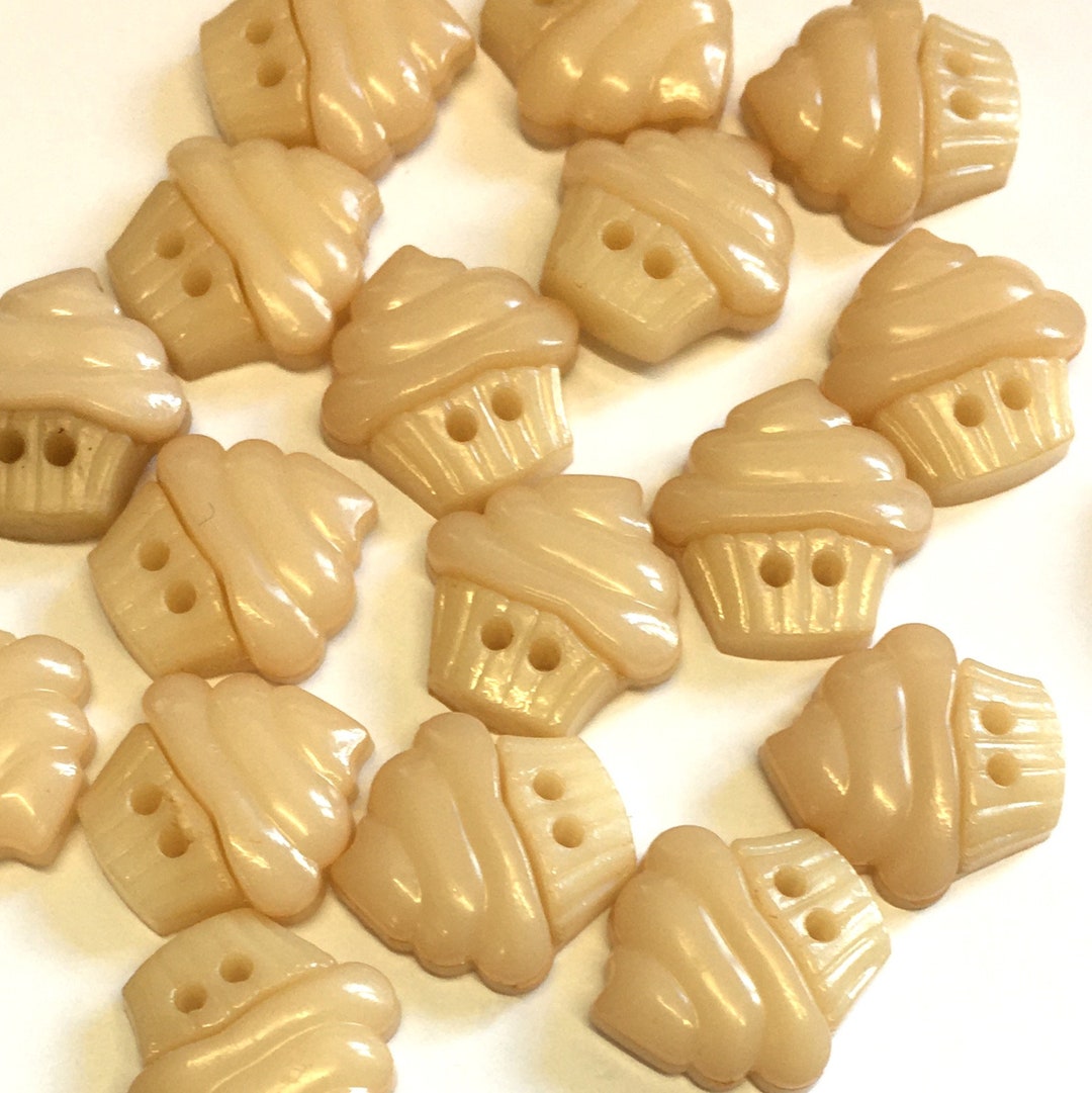 10, Beige Cupcake Buttons, Bun Design Buttons, Cute Beige Buttons ...