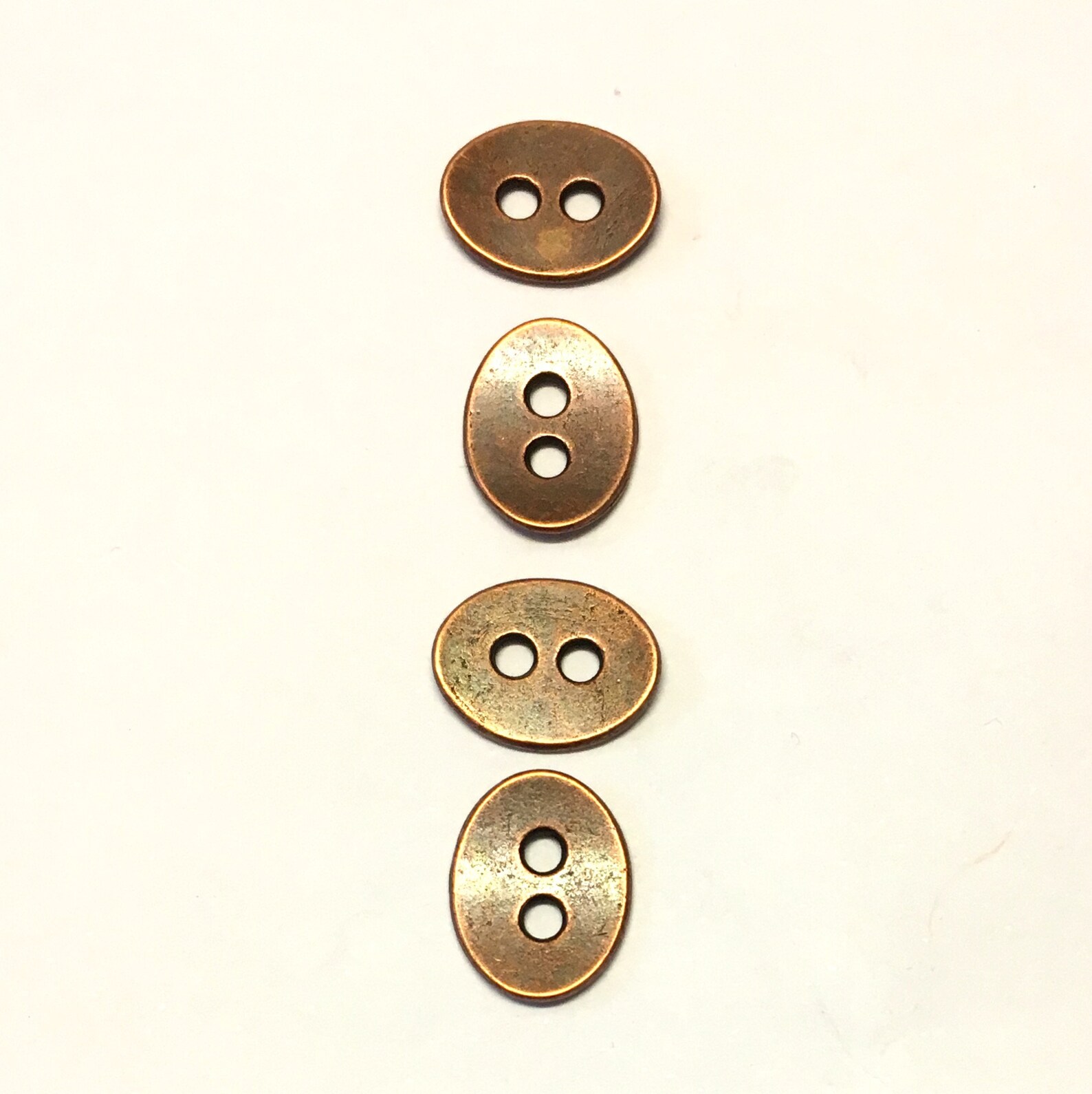 10, Copper Metal Buttons, Oval Copper Buttons, Antique Copper Metal ...