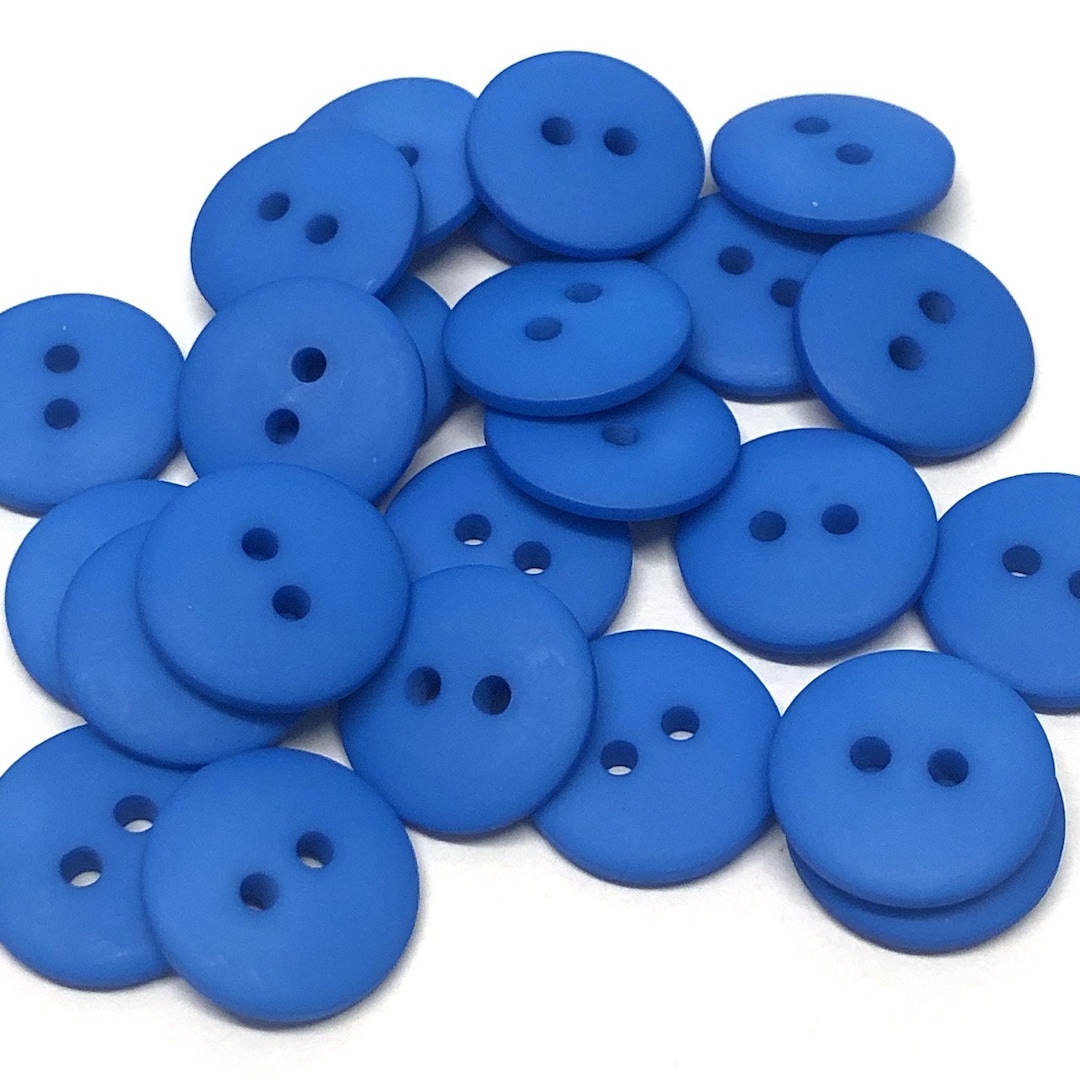 10, 15mm (24L) Bright Blue Buttons, Dark Blue Buttons, Blue Resin ...