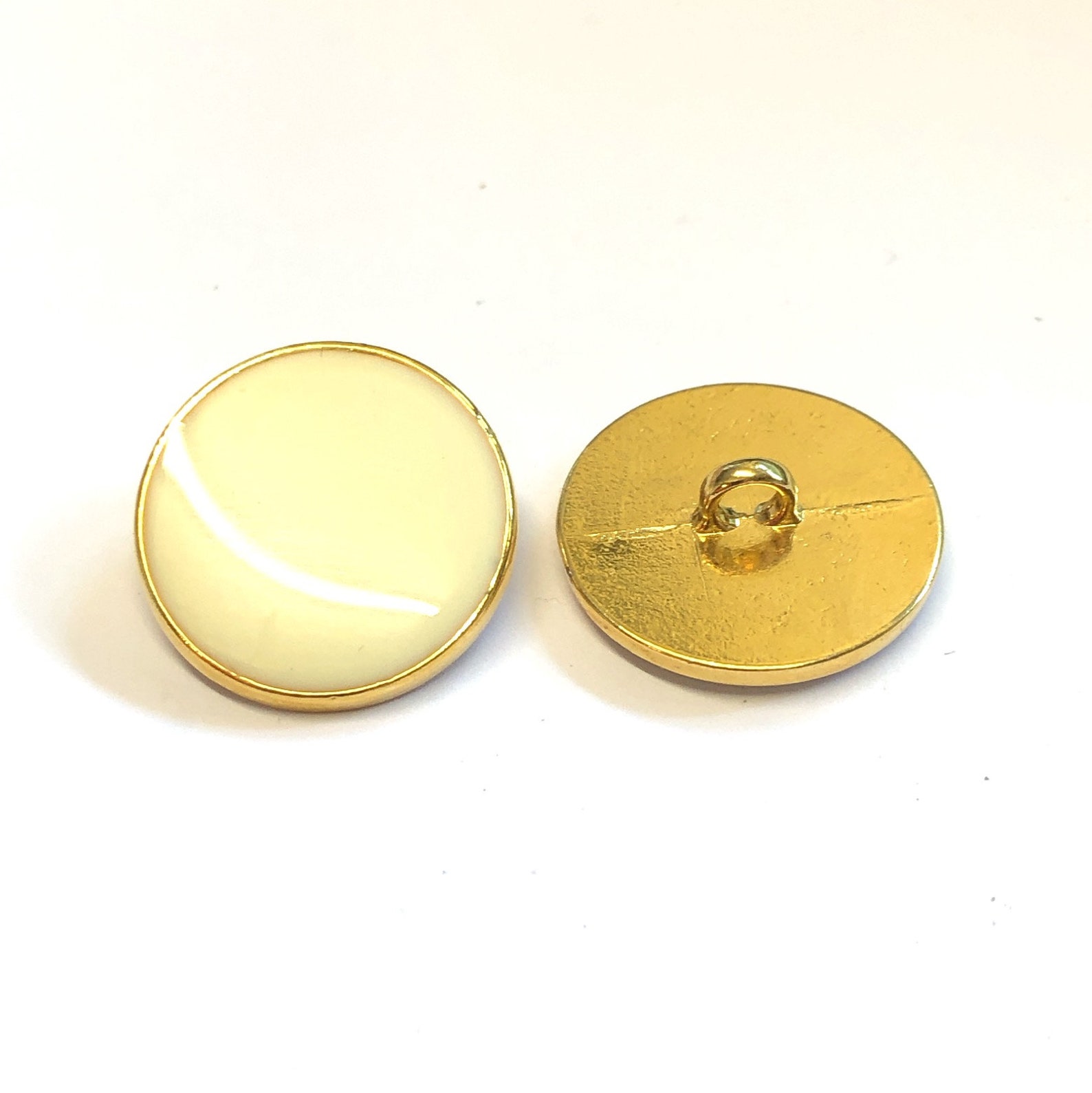 6 Gold Metal Cream Enamel Cabochon Buttons (15mm/20mm) - Etsy