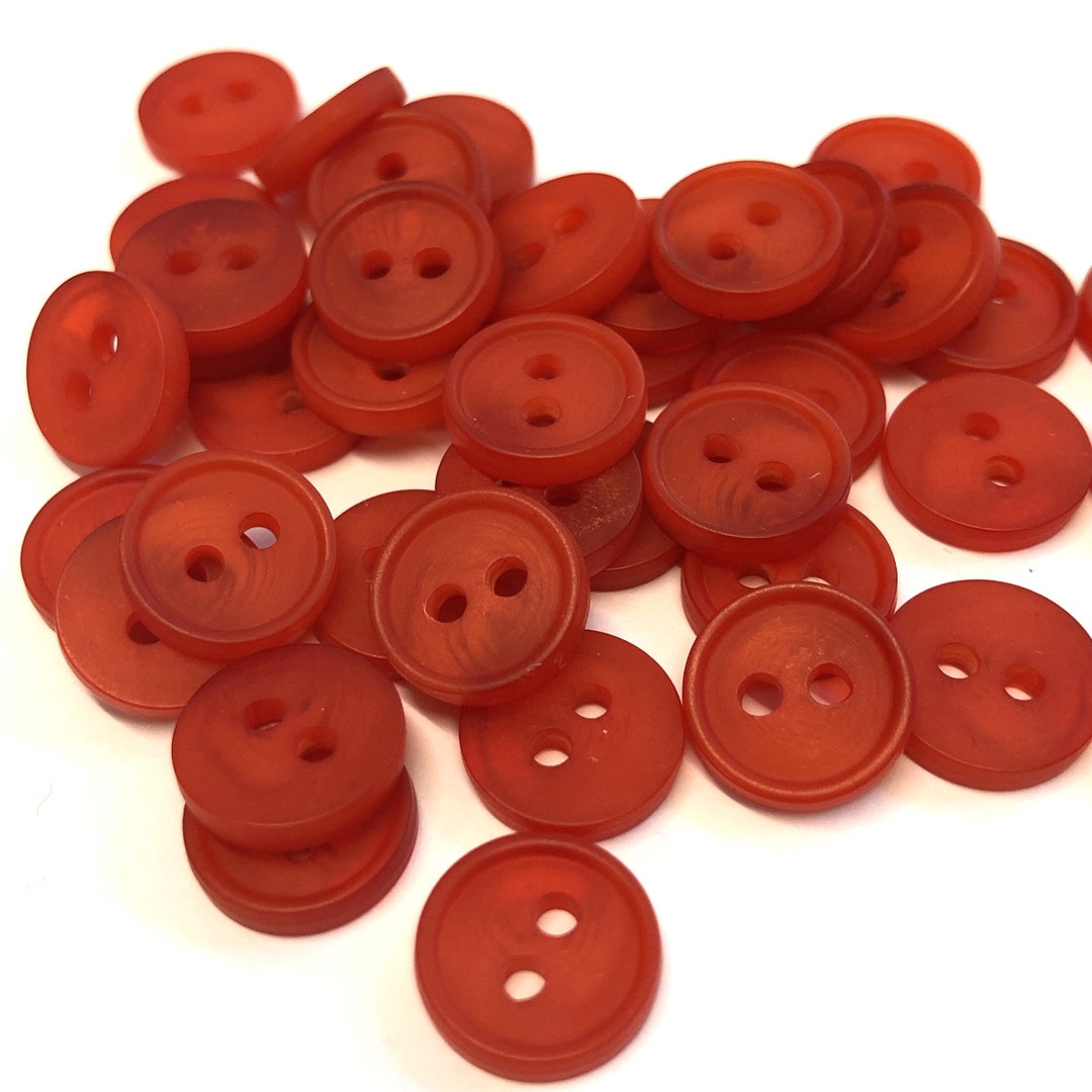 20, 11mm (18L) Small Red Buttons, Small Marbled Red Buttons, 11mm ...