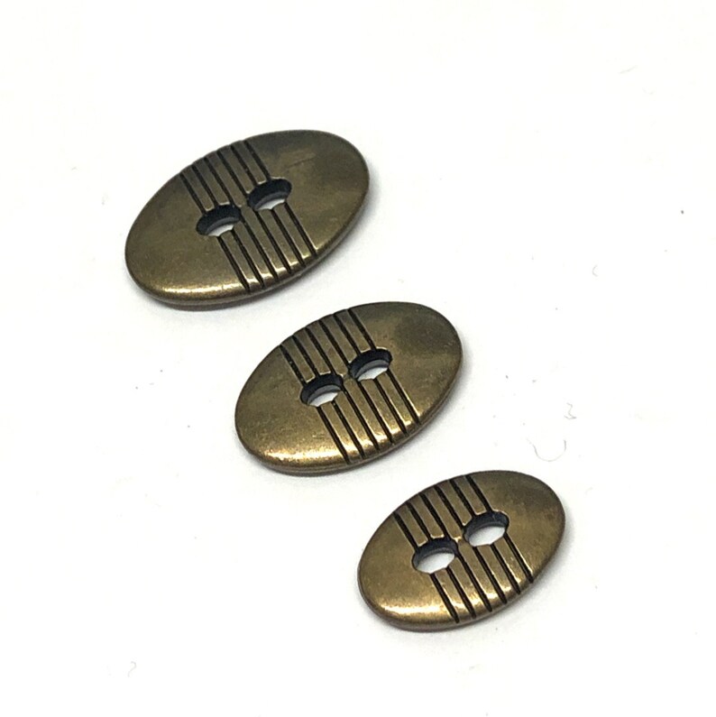 6 Aged Bronze Oval Metal Buttons: Etched Design - Etsy