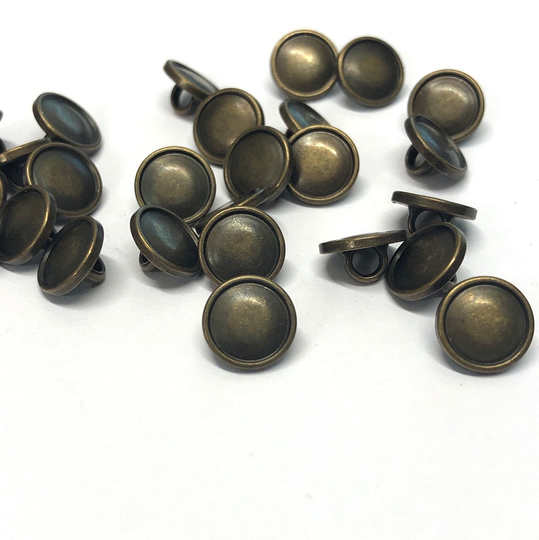 6, 10mm (16L) Tiny Antique Bronze Metal Shirt Buttons, Bronze Shank ...