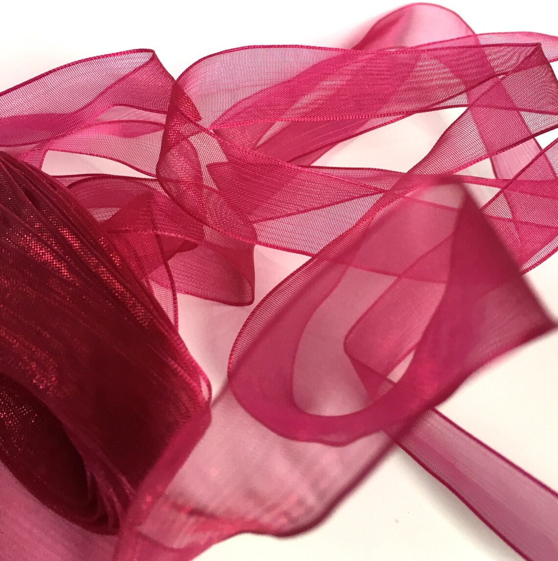 5M plum organza ribbon burgundy ribbon plum ribbon 15mm | Etsy