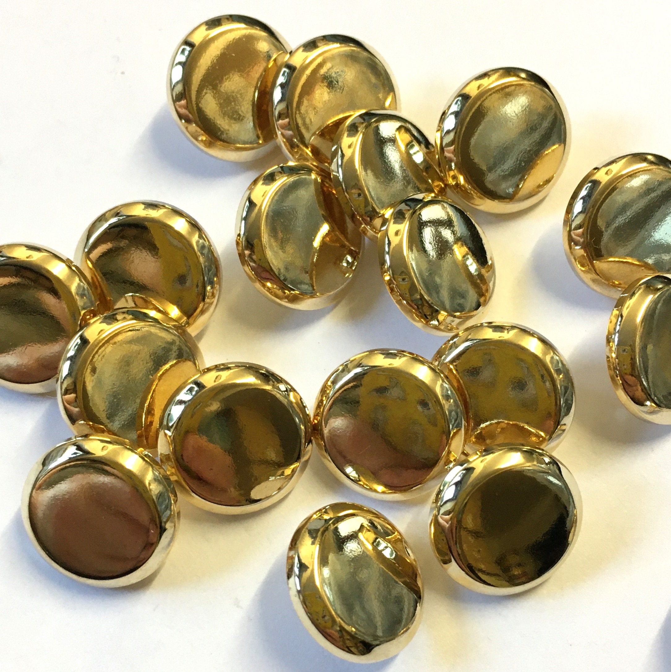 10 X Shiny Gold Metallic Buttons Gold Plastic Buttons - Etsy