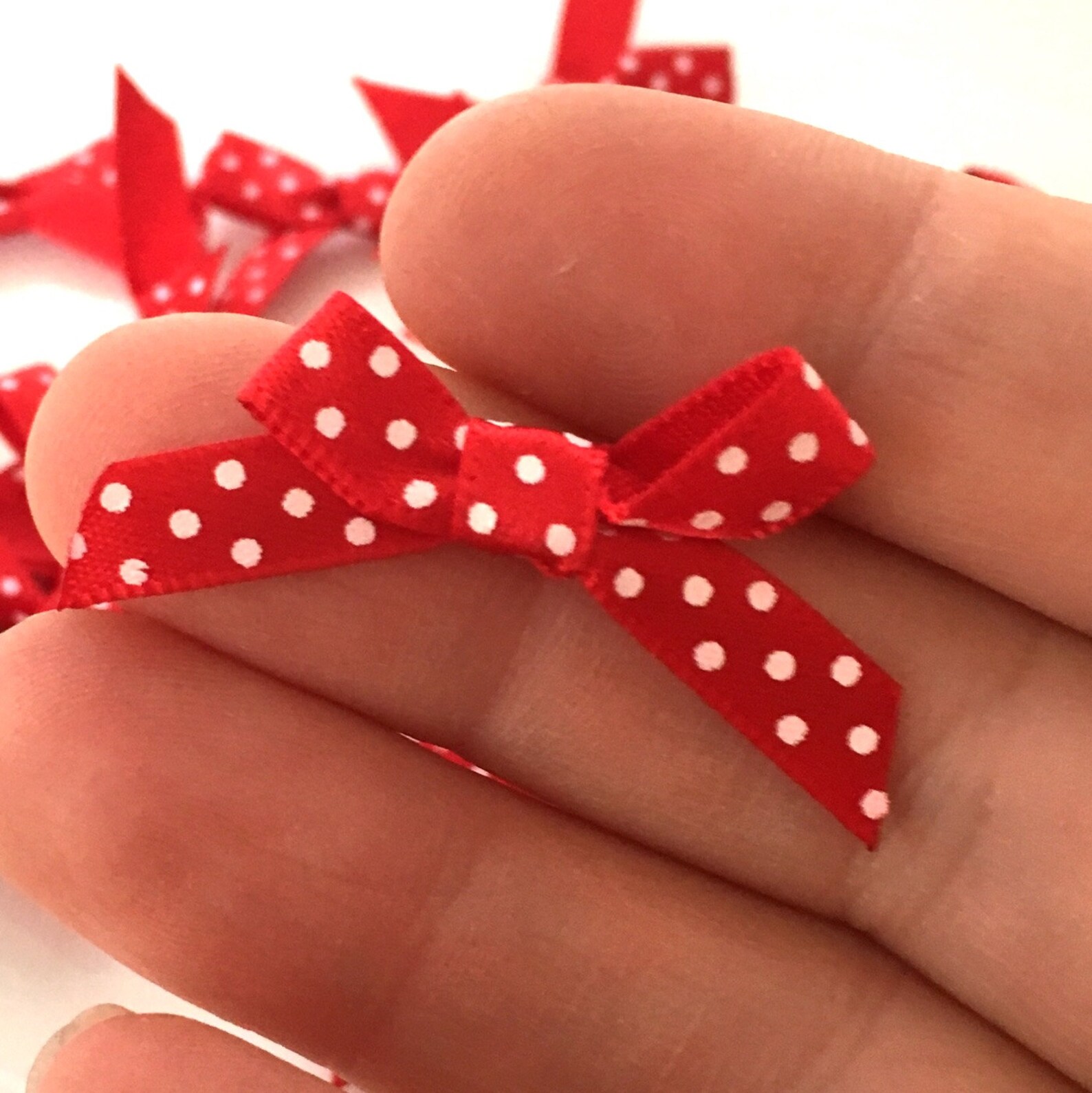 10 Red Spotty Bows Red Dotty Bows Red Polka Dot Bows | Etsy